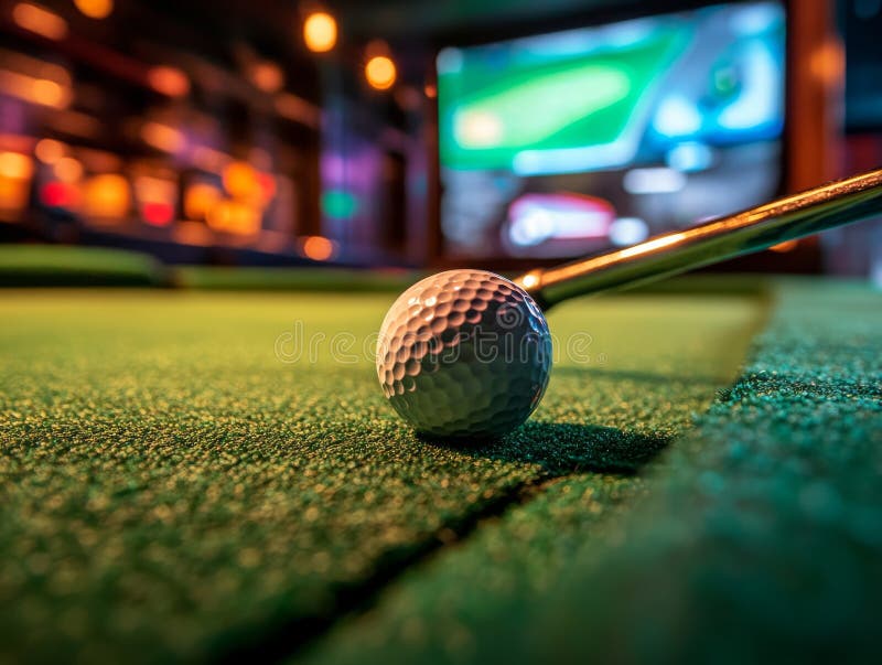 Screen Golf, Displaying Both a Putter and Golf Ball Stock Photo - Image ...