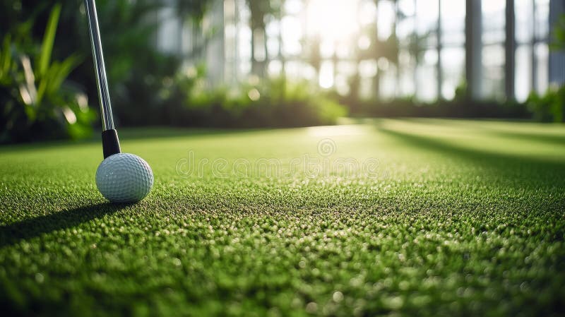 Screen Golf: a Putter and Golf Ball Displayed Against the Screen S ...