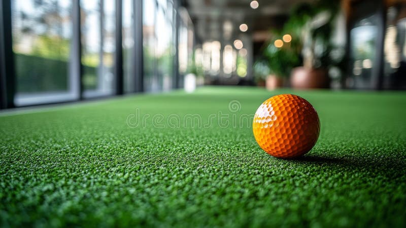 Screen Golf Setup: a Putter and Golf Ball Positioned in Front of the ...