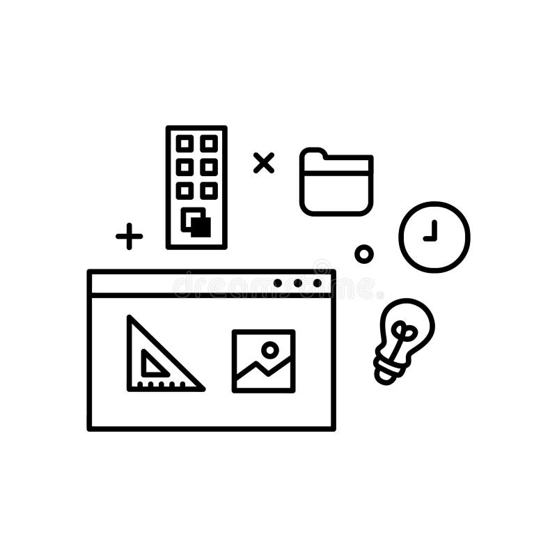 Screen Graphic Design Linear Style Illustration Stock Vector ...