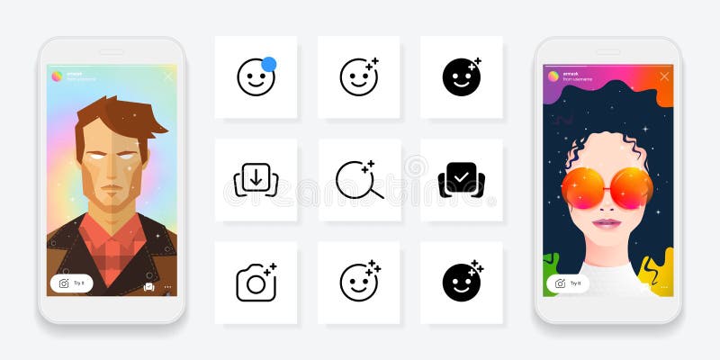 Ar Mask Filter Screen Interface Icons Stock Illustrations – 6 Ar Mask ...