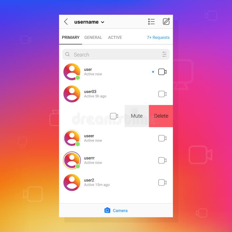 Screen Interface in Social Media Application Stock Vector ...