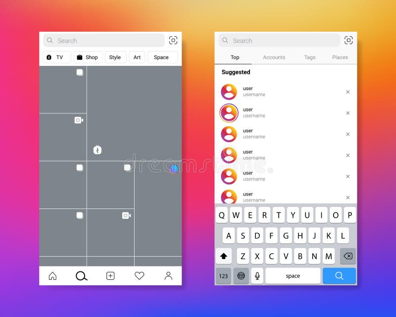 Screen Interface in Social Media Application Stock Vector ...