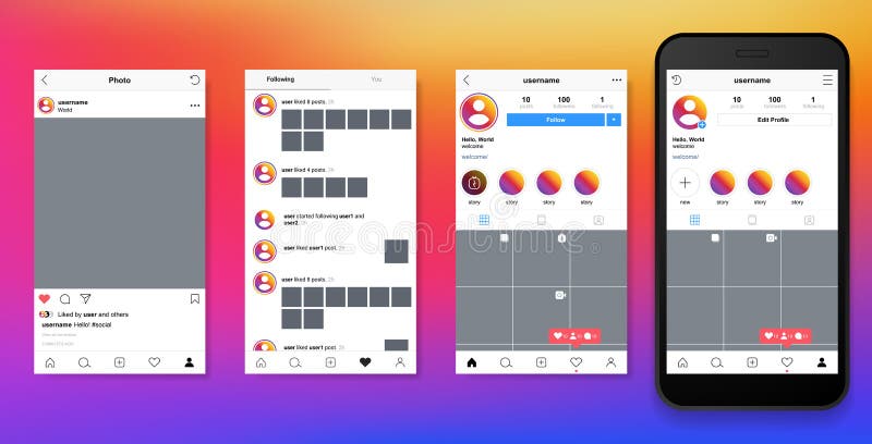 Screen Interface in Social Media Application Stock Vector ...