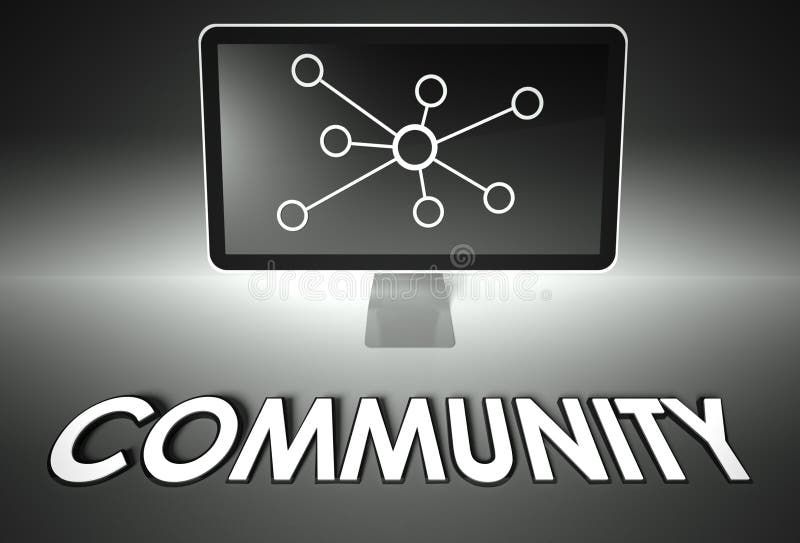 Screen and Internet Sign with Community, Connection Stock Illustration ...