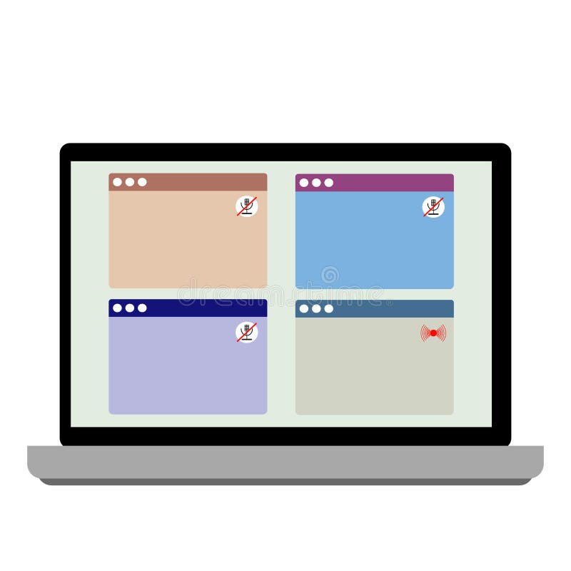 Screen of Laptop with Interface for Video Conference and Online Calling ...