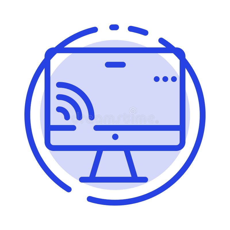Screen, Monitor, Screen, Wifi Blue Dotted Line Line Icon Stock Vector ...