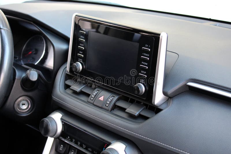 Screen Multimedia System. Interior of a Modern Car. Control Panel in a ...