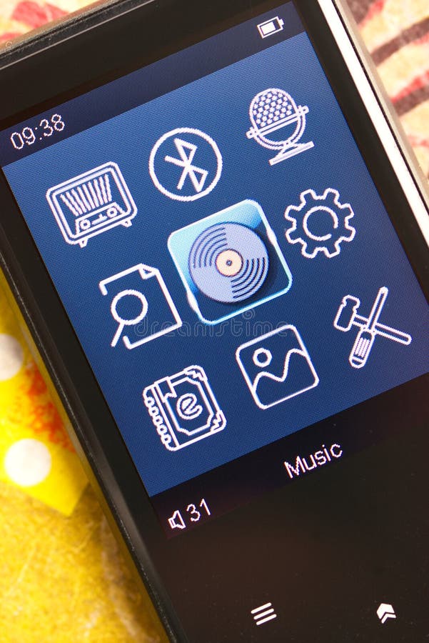 MP3 Music Player Screen, Close Up. Stock Image - Image of music ...