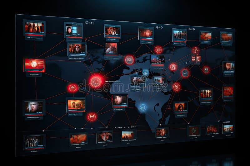 Screen with Network Topology and Threats Cyber Security Data Protection ...