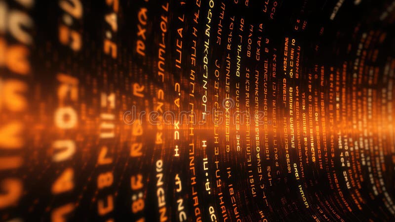 Screen orange binary stock illustration. Illustration of tech - 369588875