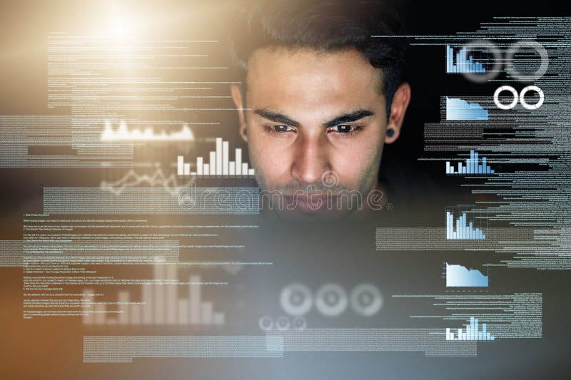 Screen Overlay, Business Man and Data Analysis of Stock Market Research ...