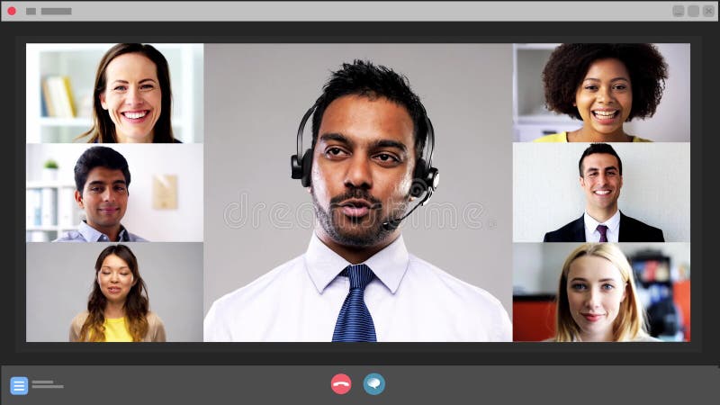 Screen with People Having Group Video Chat Stock Footage - Video of ...