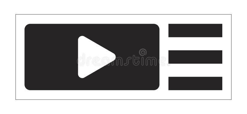 Screen with Play Button 2D Linear Cartoon Object Stock Vector ...