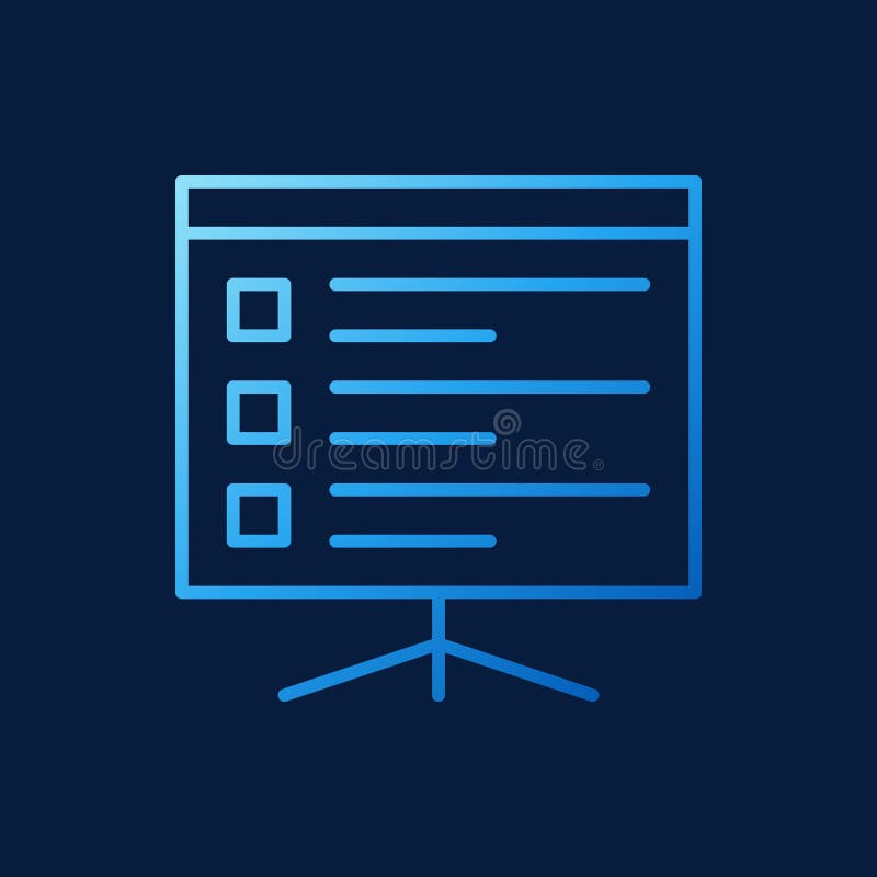 Projector Screen Vector Blue Line Icon or Sign Stock Vector ...
