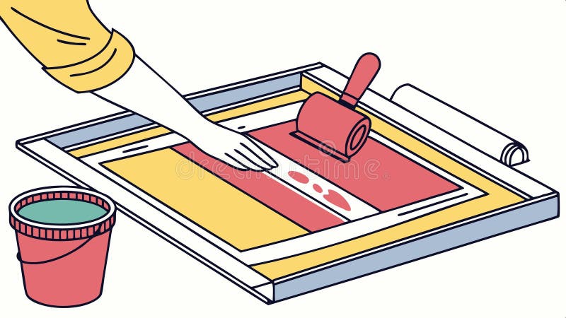 Screen Printing Process, Artistic Creation and Design Vector Design ...