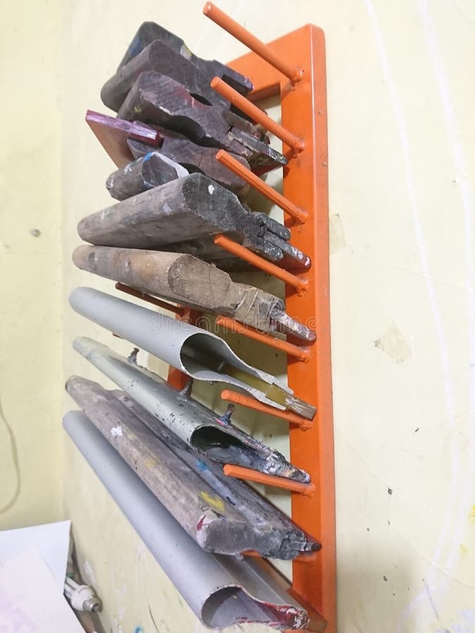 Screen Printing Racks Arranged on Orange Racks Stock Photo - Image of ...