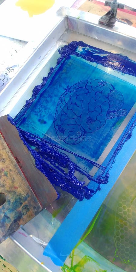 Screen Printing Silk with Blue Ink Stock Image - Image of silk, screen ...
