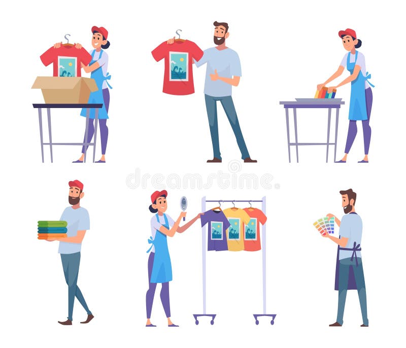 Screen Printing. Silk Screen Professional Workers in Print House ...