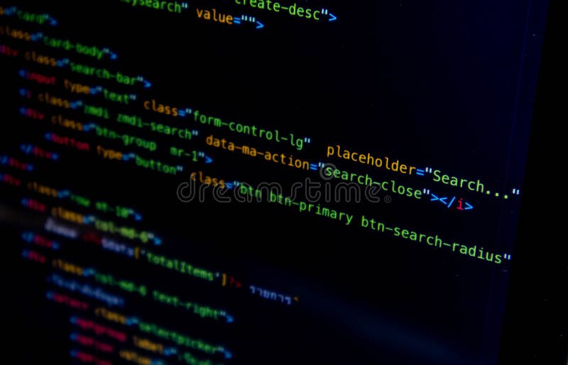 The Screen of the Program Source Code on the Laptop Placed on the Desk ...