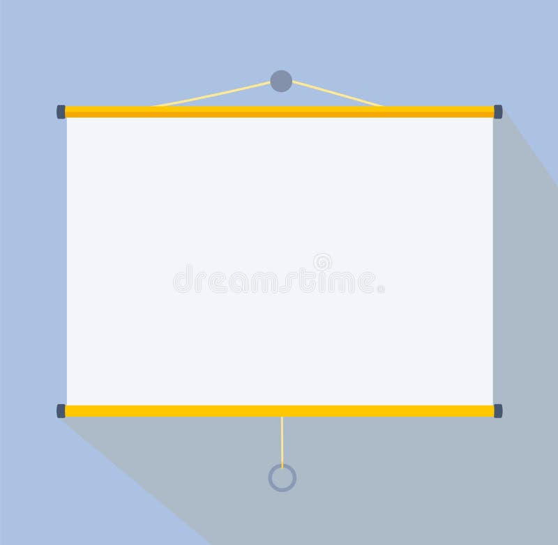 Screen Projector or White Slide Board Display. Flat Cartoon Style ...