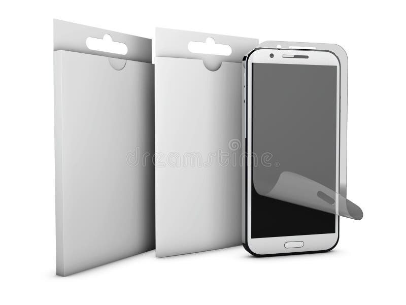 Screen Protect Glass and Product Box. Mobile Accessory Stock ...