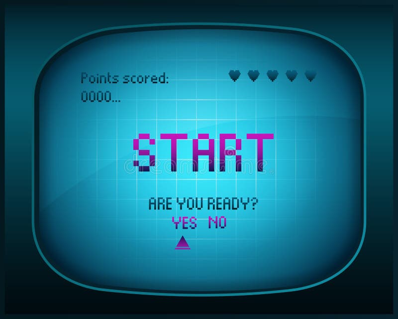 Screen with Running Retro Game Clipart. Old Console Arcade Launch ...