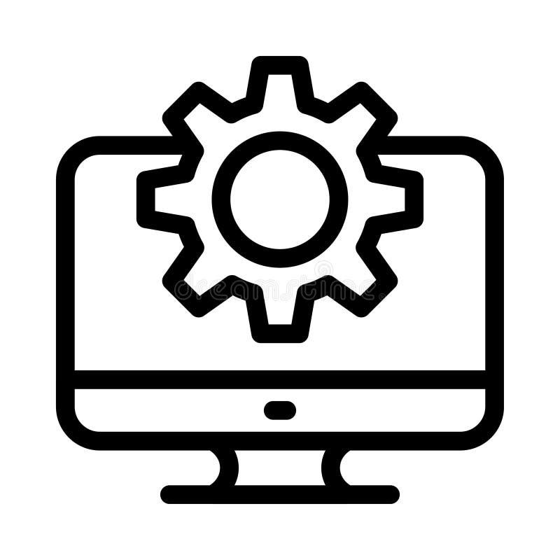 Screen Setting Vector Thin Line Icon Stock Illustration - Illustration ...