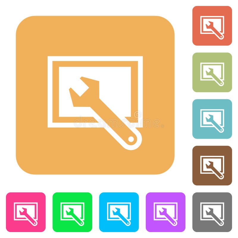 Screen Settings Rounded Square Flat Icons Stock Vector - Illustration ...