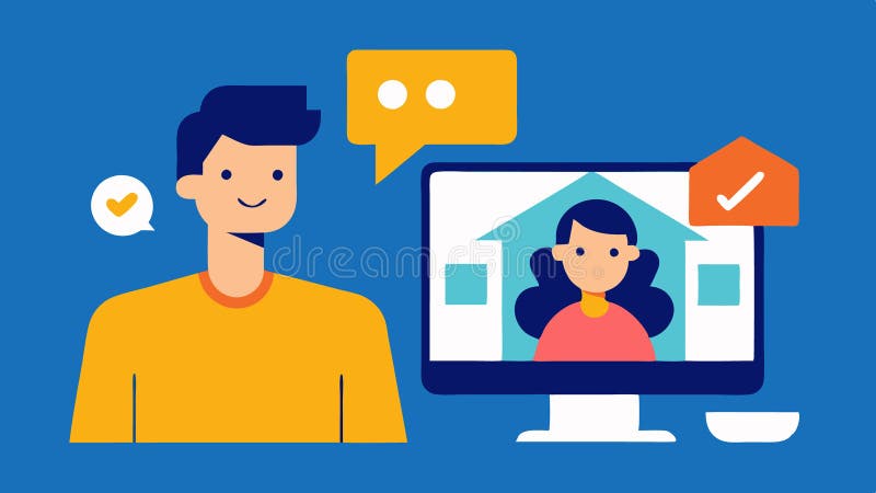 Screen Sharing an Illustration Showing a Split Screen with a Technician ...