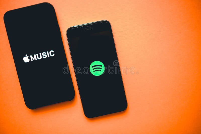 Screen Shot of Apple Music App and Spotify. Editorial Photo - Image of ...