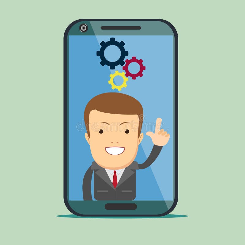 Screen Smartphone with Virtual Assistant - Businessman. Stock Vector ...