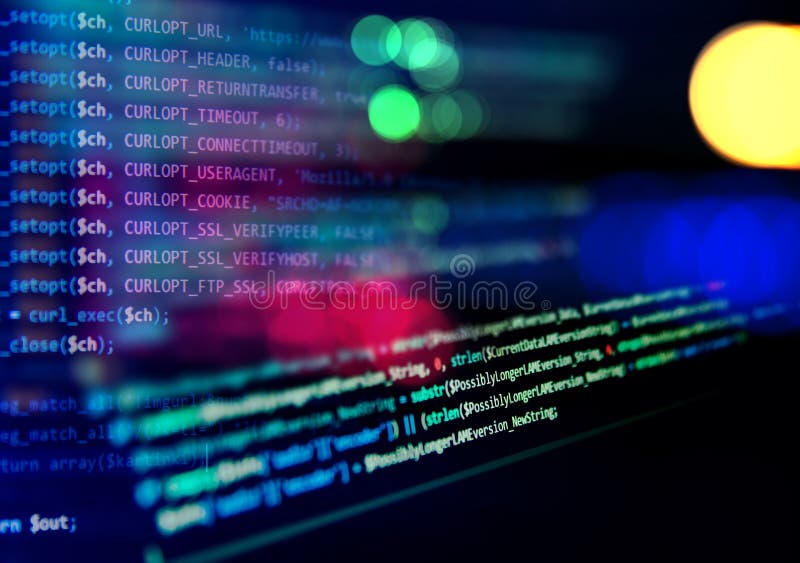Screen with Software Developer Code. Blur Lights. Stock Image - Image ... Screen with Software Developer Code. Blur Lights. Stock Image - Image ...