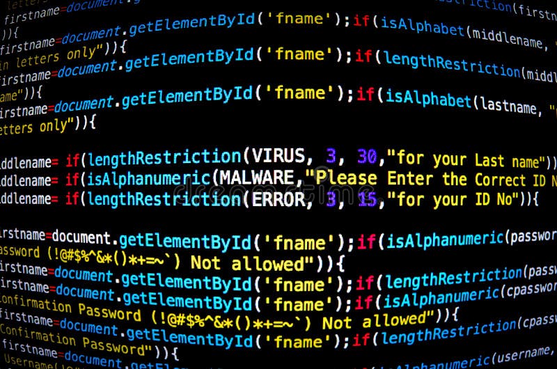 Screen Of Source Code And Abstract Technology Background Stock