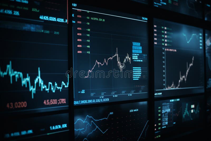 Screen with Stock Market Index Charts and Diagrams. Ai Generative Stock ...