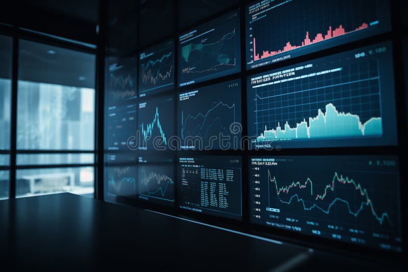 Screen with Stock Market Index Charts and Diagrams. Ai Generative Stock ...