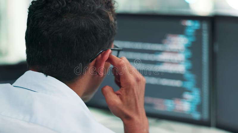 Screen It Support Or Man Developer On Computer For Coding Research Project Or Cybersecurity