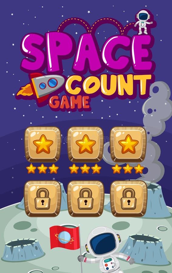 Screen Template for Computer Game with Astronauts in Space Stock Vector ...