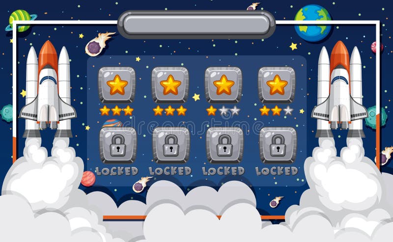 Screen Template for Computer Game with Space Background Stock Vector ...