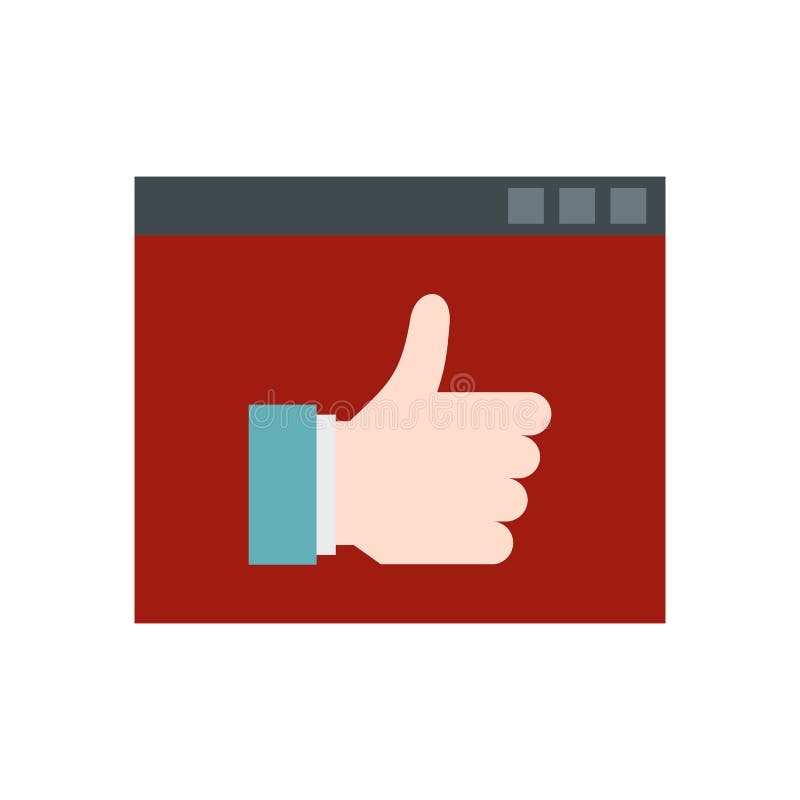 Screen with Thumb Up Icon, Flat Style Stock Illustration - Illustration ...