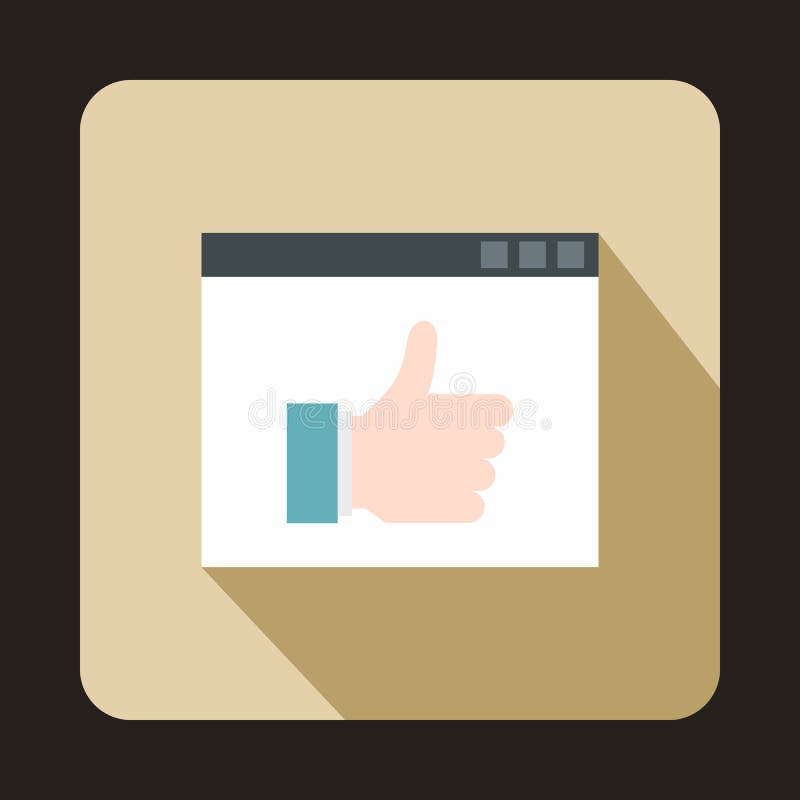 Screen with Thumbs Up Sign Icon, Flat Style Stock Vector - Illustration ...
