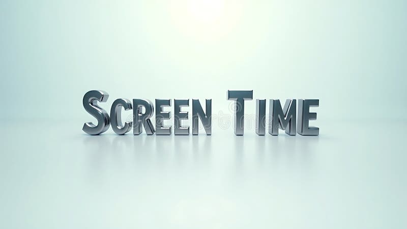 Screen Time Concept with Metallic Letters Reflecting on a Smooth ...