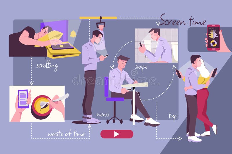 Screen Time Concept stock vector. Illustration of scrolling - 262253779