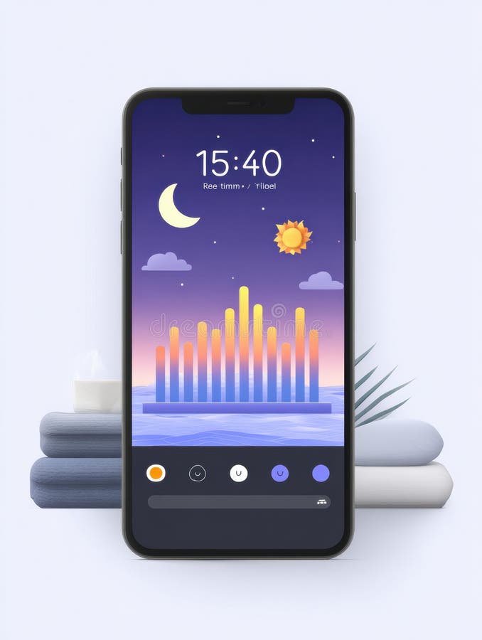 Screen Time Timer Interface with Relaxing Sleep Icons Displayed on ...