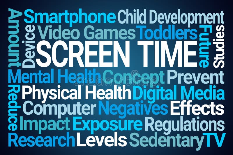 Screen Time Word Cloud stock illustration. Illustration of cloud ...