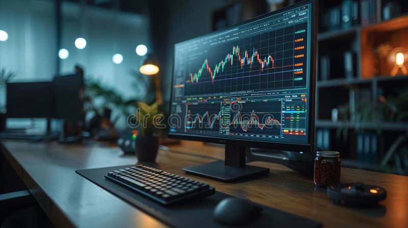Screen with Trading Chart or Stock Market Stock Illustration ...
