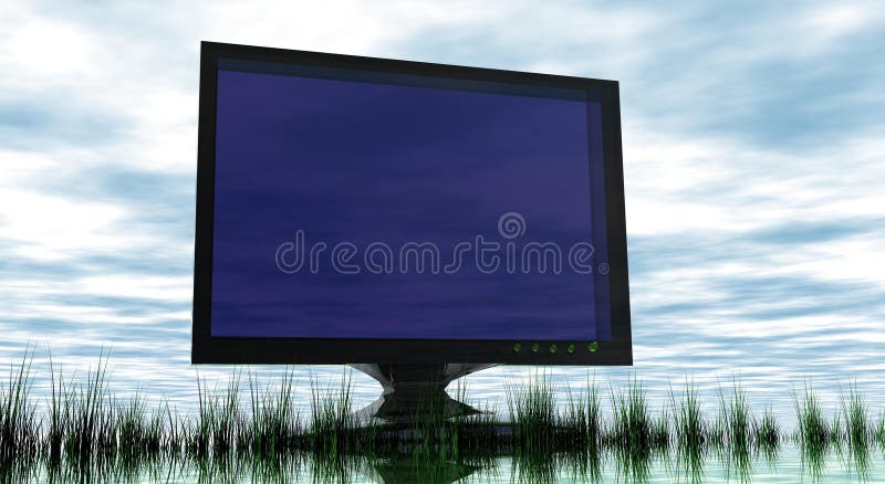 Screen TV on Abstract Scenery Stock Photo - Image of function, front ...