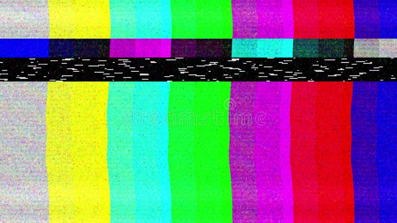 Screen of TV Color Bars Showing Signal Distortion and No Signal ...