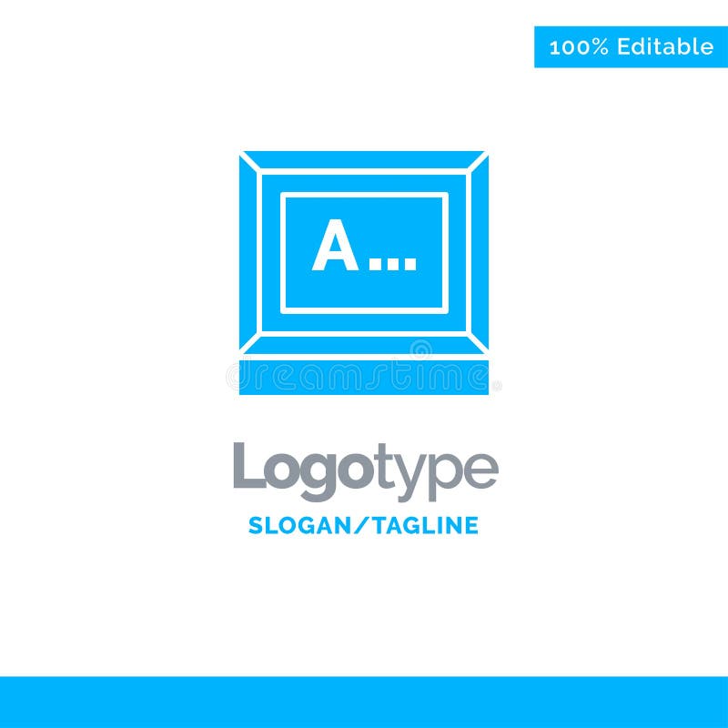 Screen, Typing, Text, Monitor Blue Solid Logo Template. Place for ...