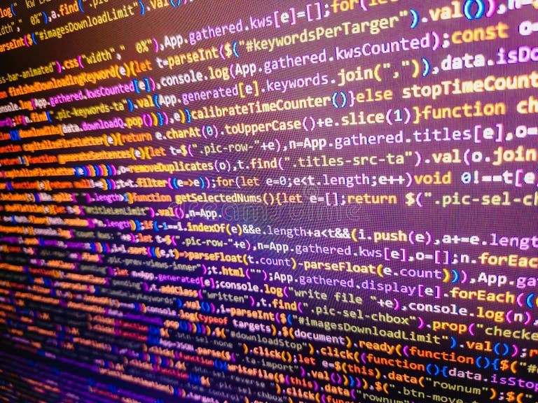Screen of Web Developing Javascript Code. Template of Website, Selective Focus. Computer Science ...